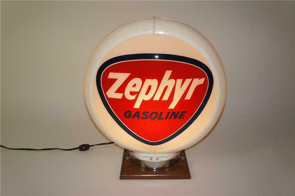 Fabulous late 1950's Zephyr Gasoline gas pump globe in a Capc