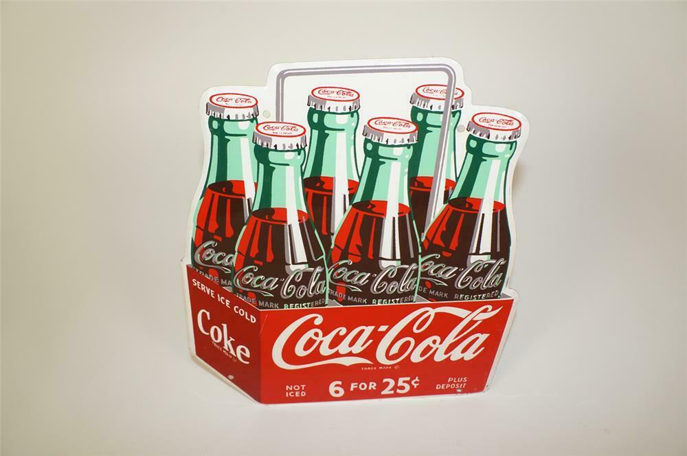 Rare NOS 1950 Coca-Cola Six for 25 Cents die-cut tin six pack