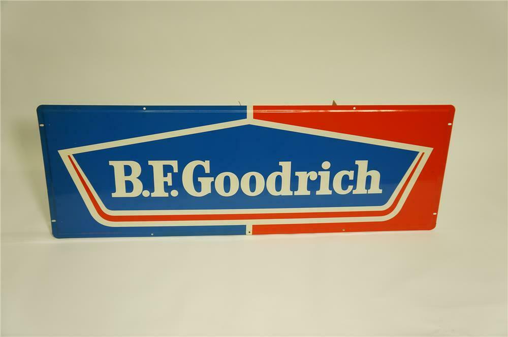Large NOS 1960's B.F. Goodrich horizontal tin garage sign.