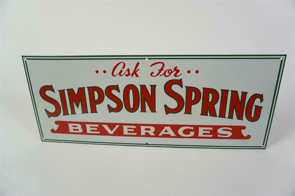 NOS 1940s Simpson Spring Beverages Soda single-sided tin sign