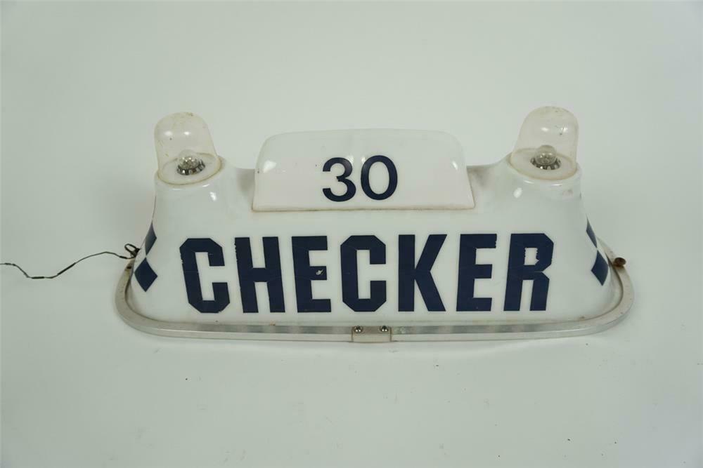 Vintage Checker Cab #30 roof top mount lighted taxi light.