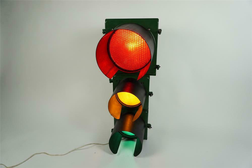 Vintage municipal traffic light rewired and works.
