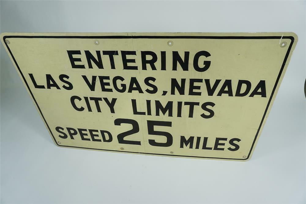 Circa 1940s-50s Las Vegas City Limits speed limit metal sign.