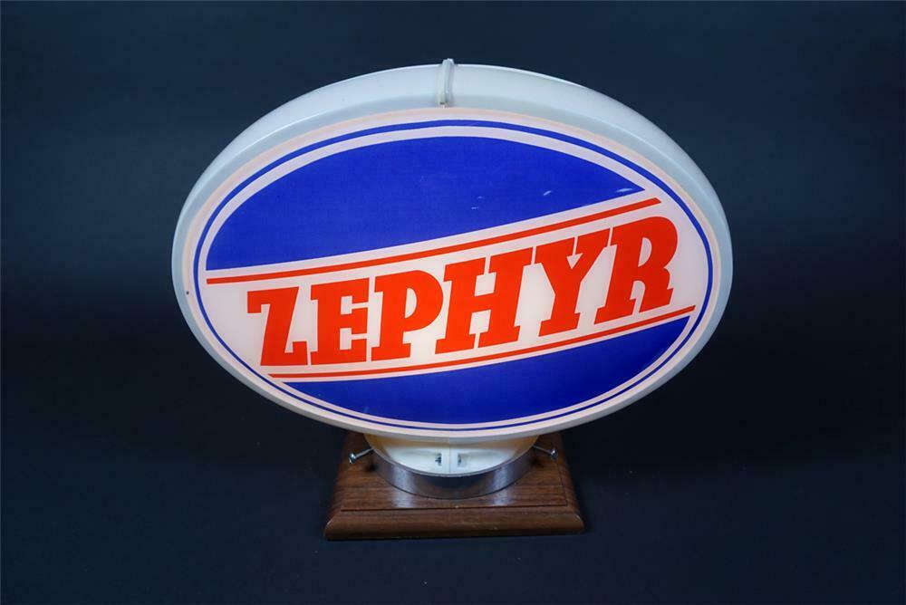 Uncommon Zephyr Gasoline gas pump globe in an oval shaped Cap