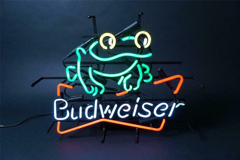 Sharp Budweiser 'Frogs' neon tavern sign. Lights brilliantly!