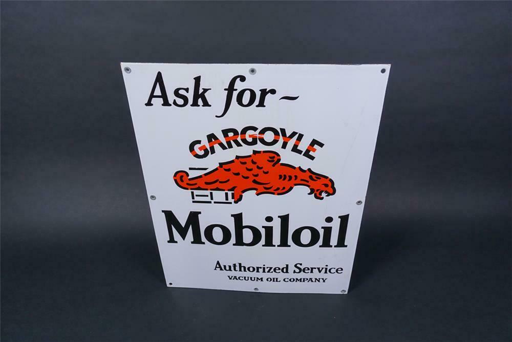 Striking NOS 1930s Mobil Gargoyle Motor Oil single-sided porcelain ...
