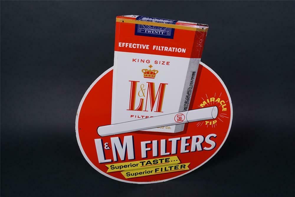 Sharp 1950s L&M Filters Cigarettes single-sided die-cut tin s