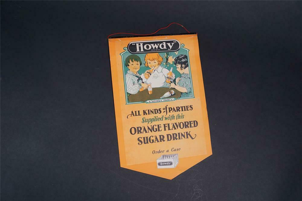 NOS 1928 Howdy Orange Soda general store poster with original