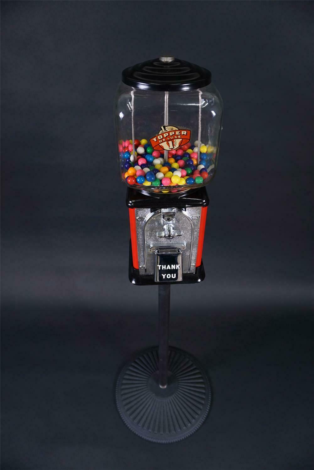 Nifty restored 1940s-50s Topper 1 cent gumball machine on sta