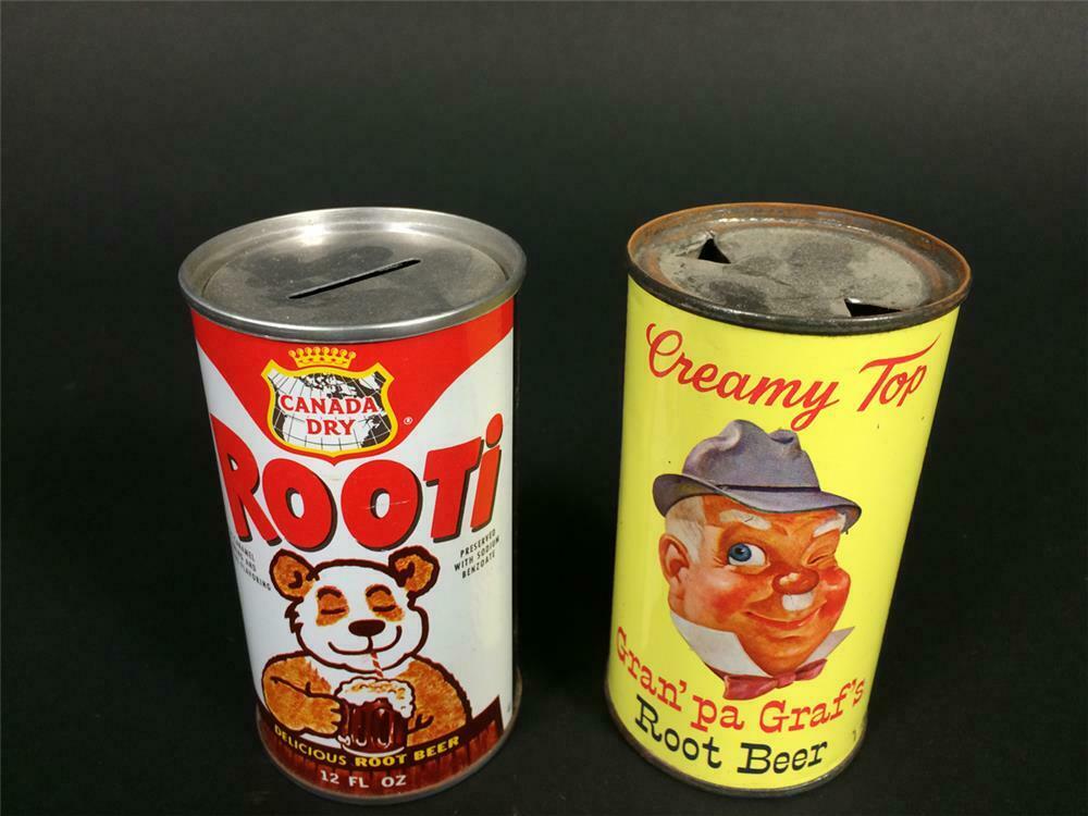 Lot consisting of a 1950s Graf's Root Beer tin and a 1960s Ro