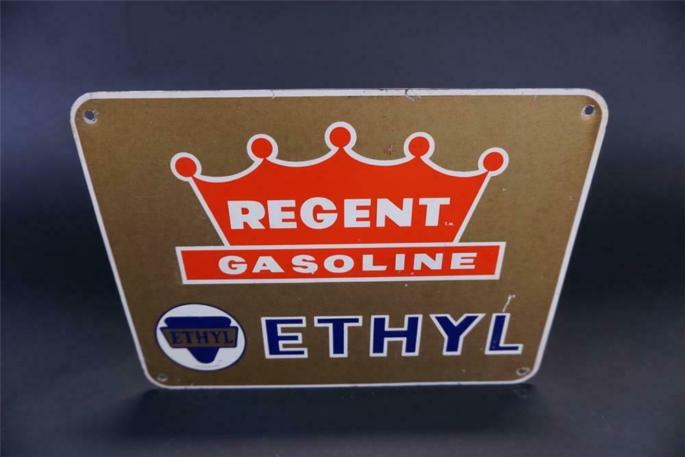 Uncommon 1950s Regent Gasoline with Ethyl single-sided tin pu