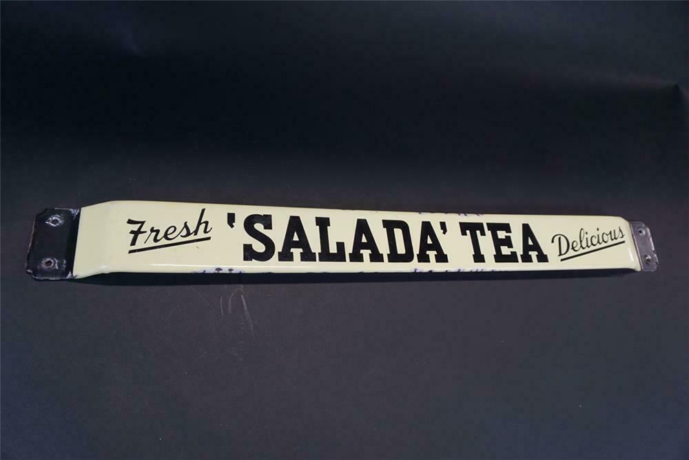 Very nice 1954 Salada Tea porcelain door push sign.