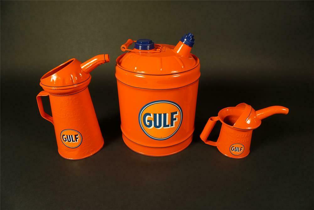 Lot of three vintage 1930s Gulf Oil restored service departme