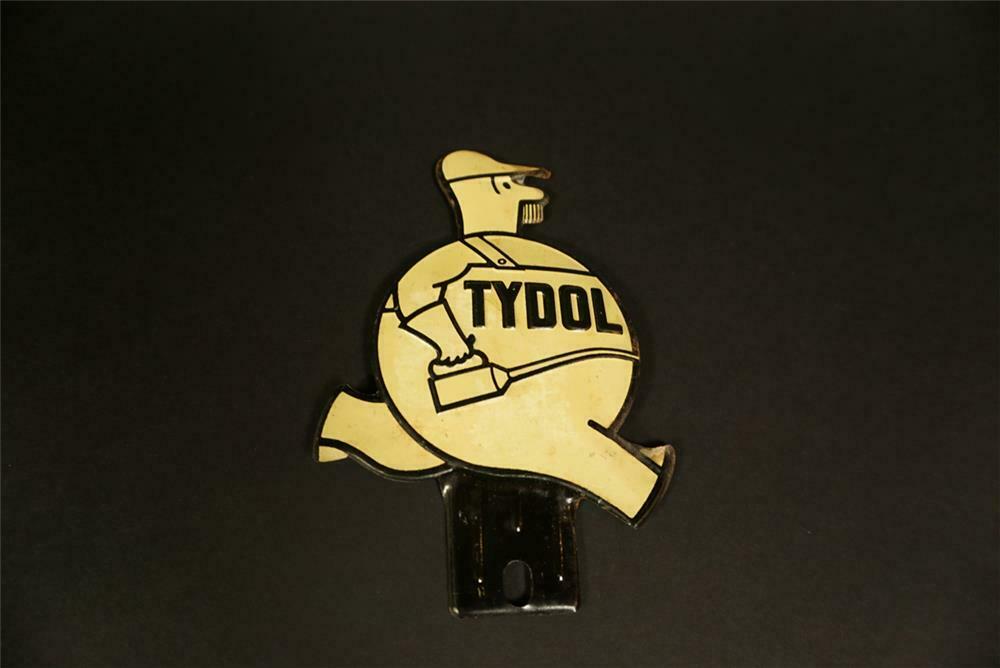 Neat NOS 1930s Tydol Oil die-cut tin license plate attachment sign ...