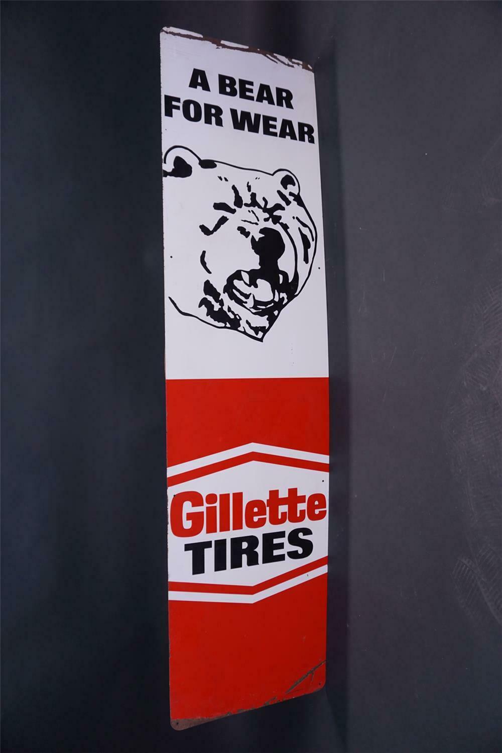 Fantastic NOS Gillette Tires single-sided vertical tin sign w
