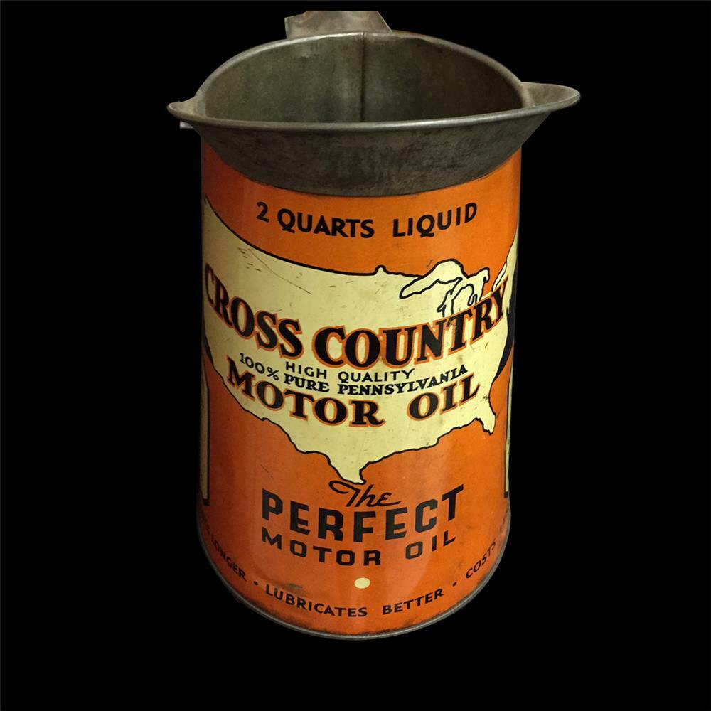 Choice 1930s Cross Country Motor Oil two-quart service statio