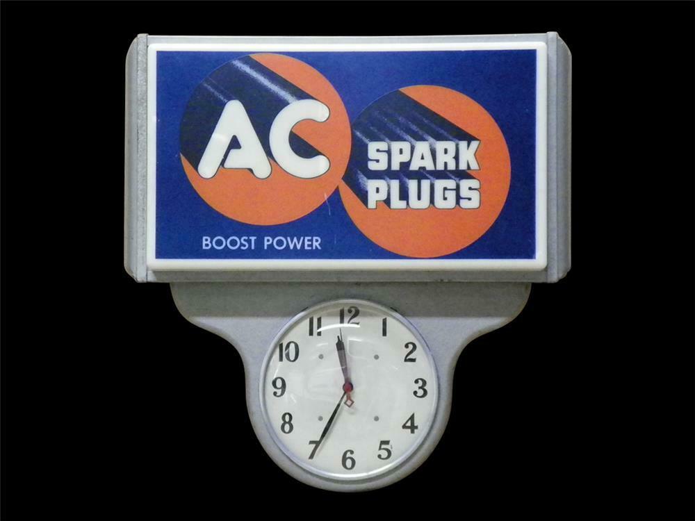 1950s AC Spark Plugs automotive garage clock with lighted adv