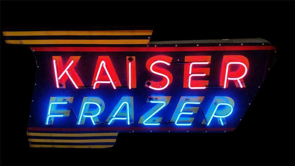 Marvelous late 1940s-early 50s Kaiser-Frazer neon porcelain d