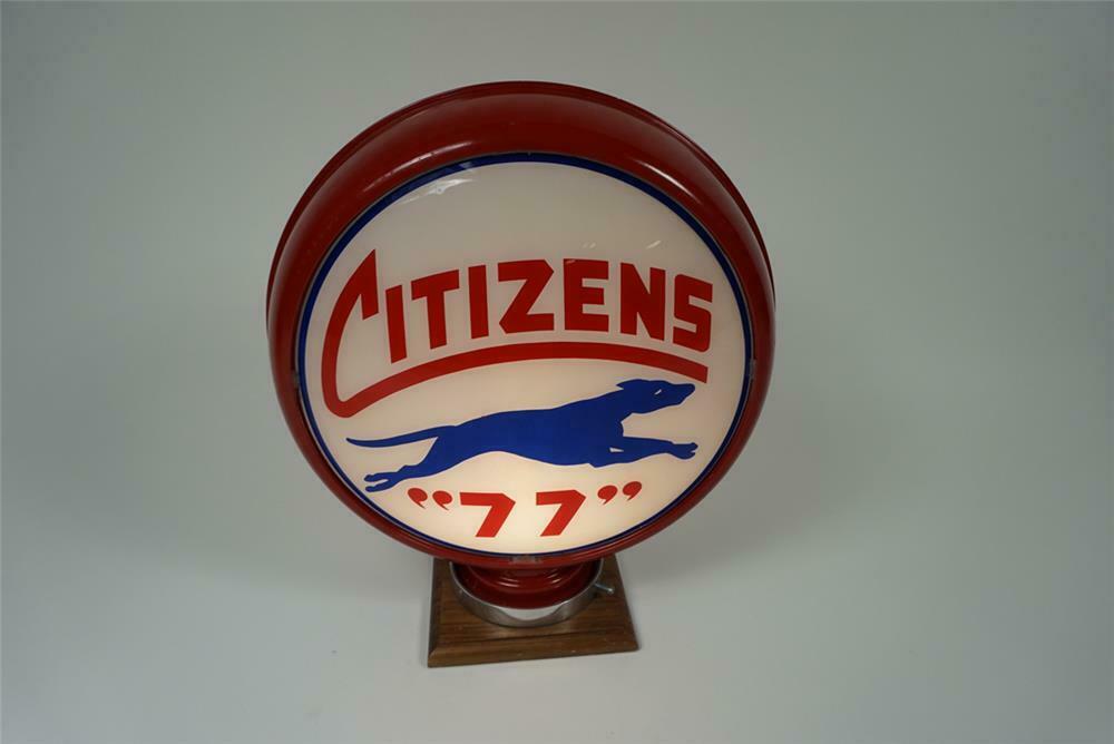 Rare 1930s Citizens 77 Gasoline metal bodied gas pump globe w