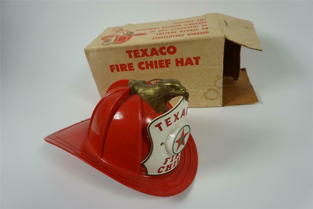 Fun 1960s Texaco Oil promotional child's Fire Chief Helmet st
