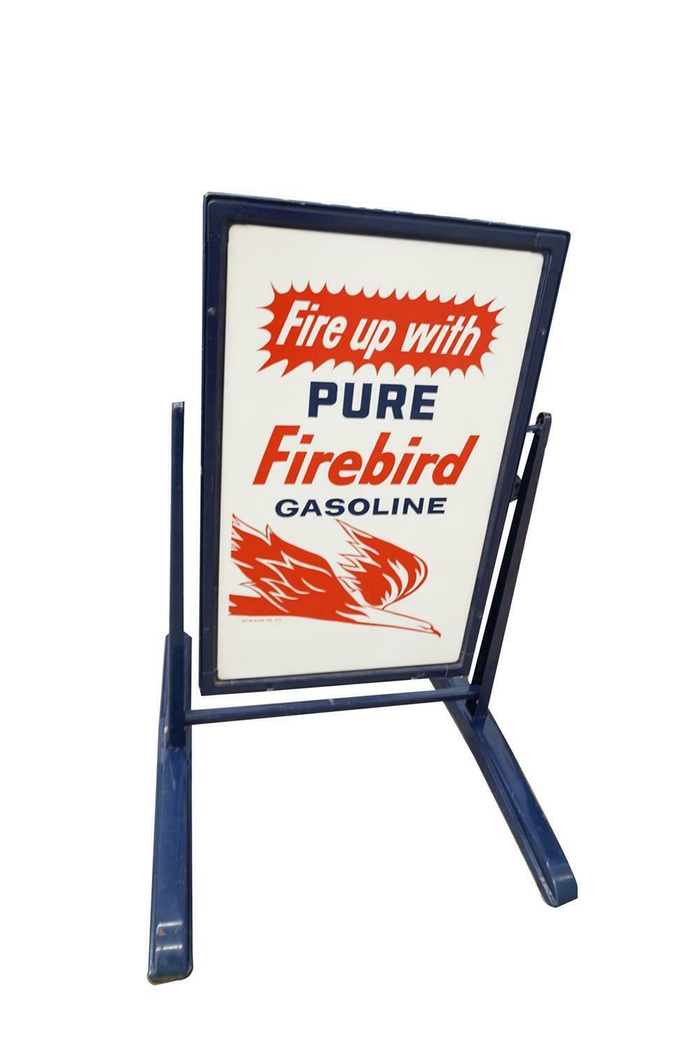Sharp NOS late 1950s-early 60s Pure Firebird Gasoline double-sided tin ...