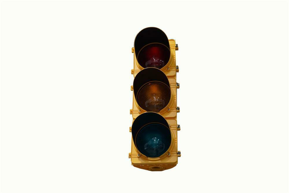Vintage municipal highway traffic stop light. Appears to work