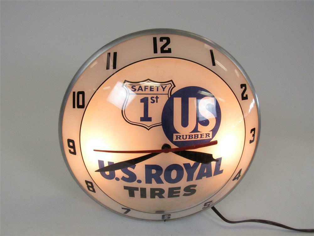 Rare 1950s US Royal Tires glass-faced double-bubble light-up service ...