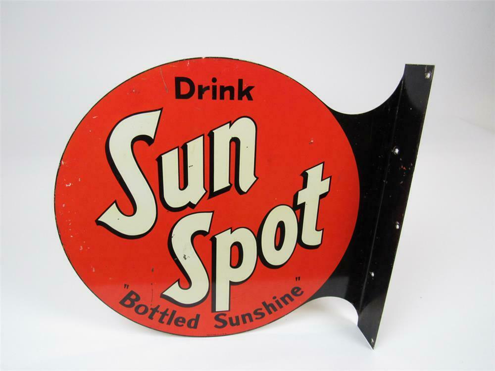 1930s Drink Sun Spot "Bottled Sunshine" Soda double-sided tin flange ...