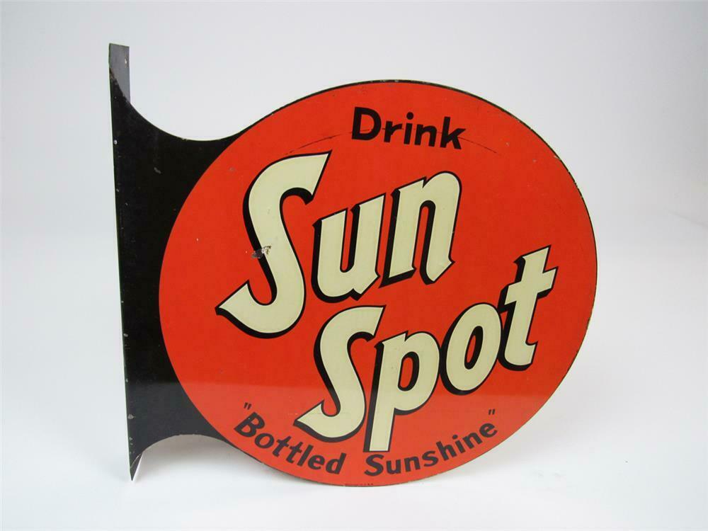 1930s Drink Sun Spot "Bottled Sunshine" Soda double-sided tin flange ...