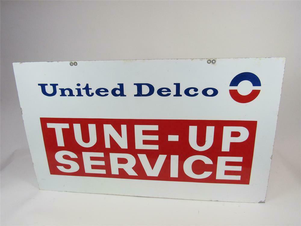 1960s United Delco Tune Up Service double-sided porcelain dea