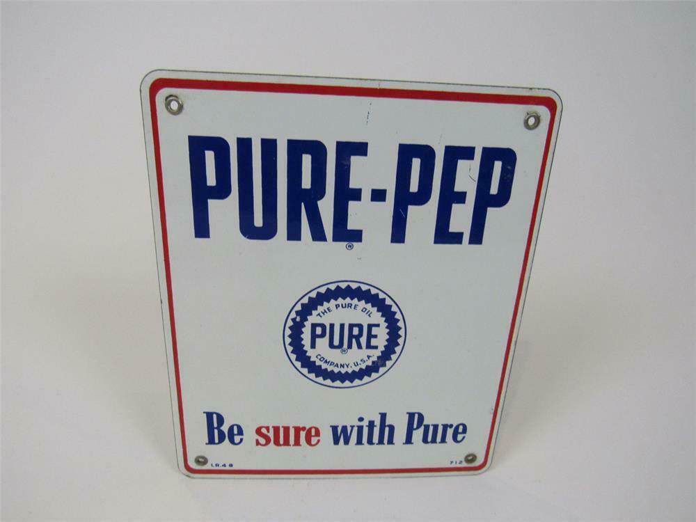 NOS 1948 Pure-Pep Pure Oil single-sided porcelain pump plate