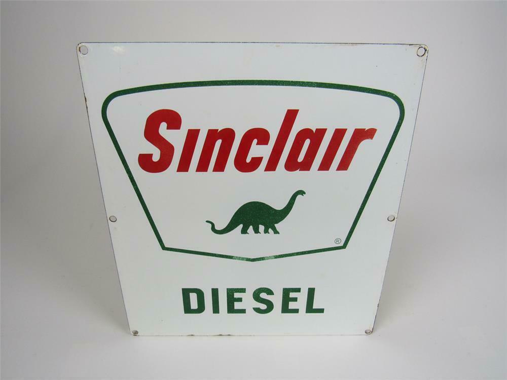 Scarce 1961 Sinclair Diesel single-sided porcelain pump plate