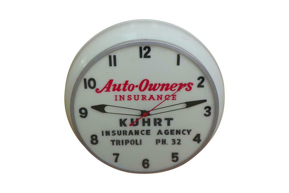 1956 Auto Owners Insurance light-up clock. No apparent chips