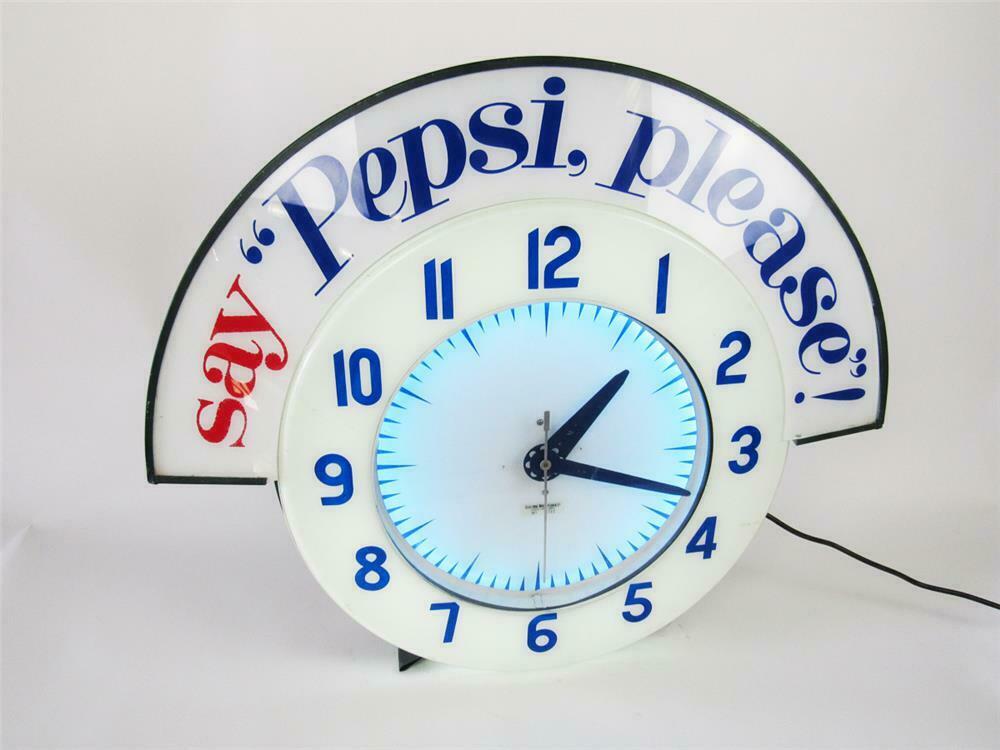 All original 1950s 'Say Pepsi Please' neon diner clock with l