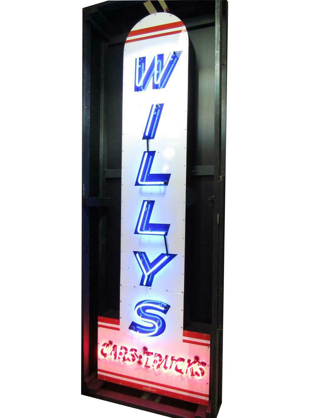 Magnificent large 1940s-50s Willys Cars-Jeeps single-sided ne