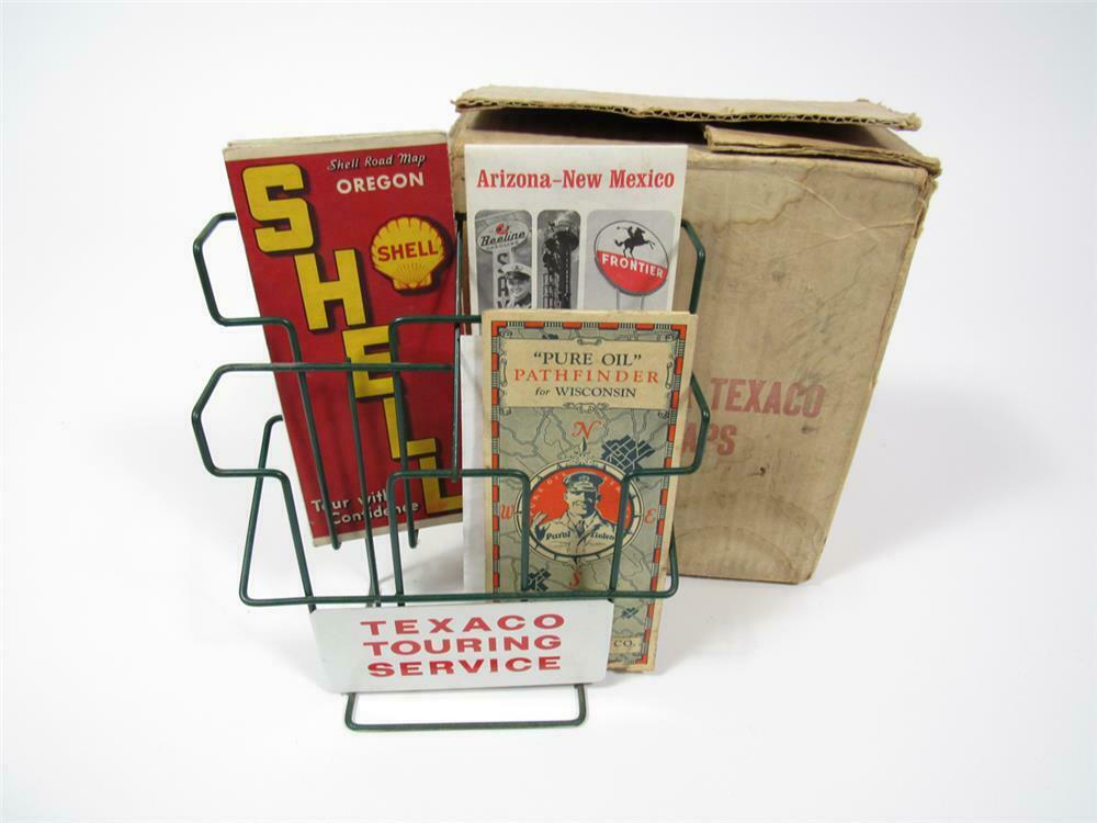 NOS 1950s Texaco Touring Service countertop road map display