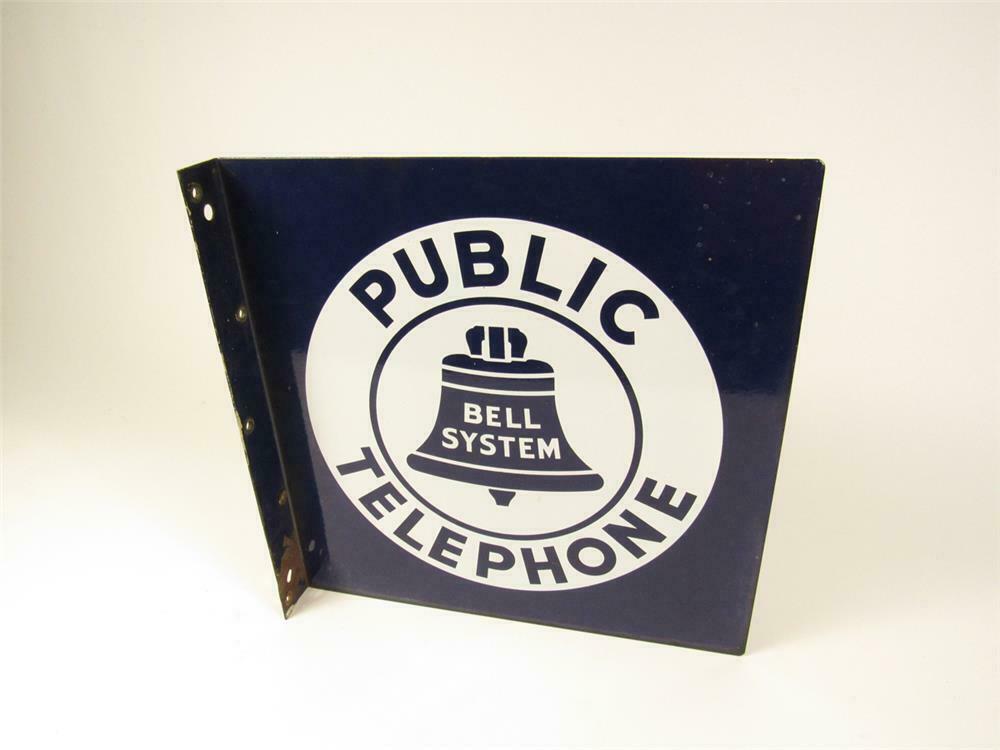 Neat 1940s-50s Bell Public Telephone double-sided porcelain f