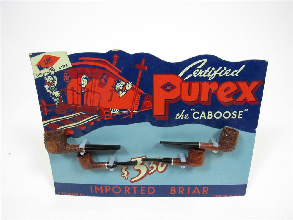 NOS circa 1940s-50s Purex 'The Caboose' smoking pipes counter