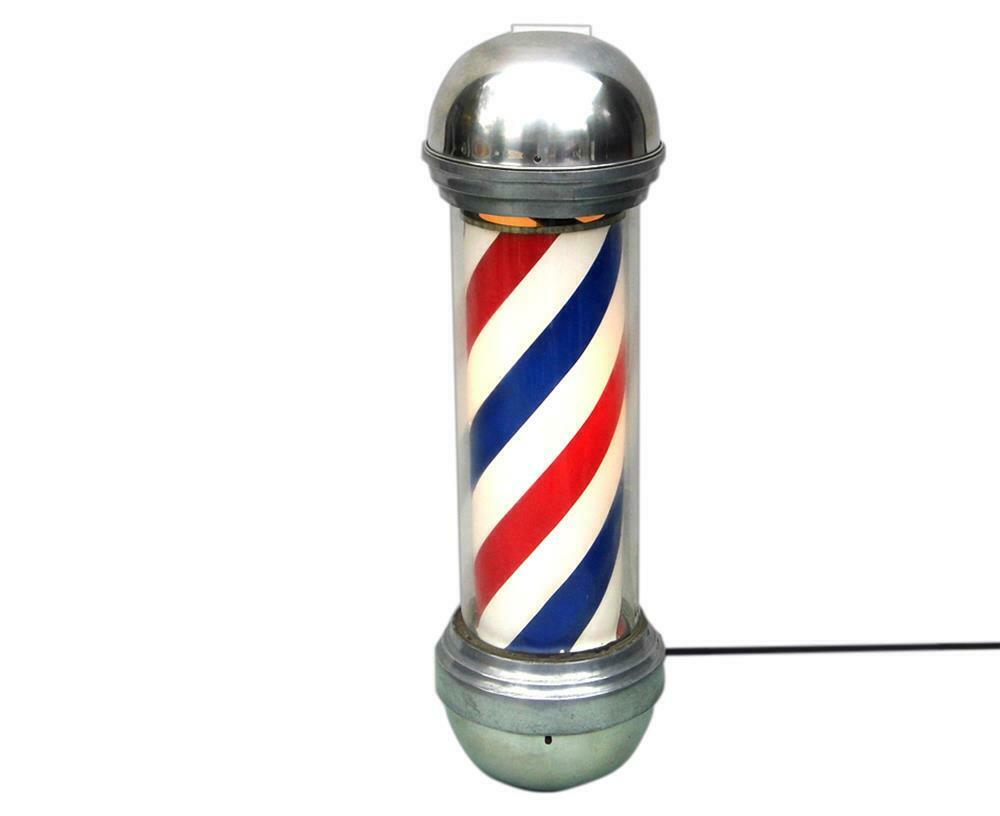 Iconic circa 1950s William Marvy Chrome light-up Barber Pole