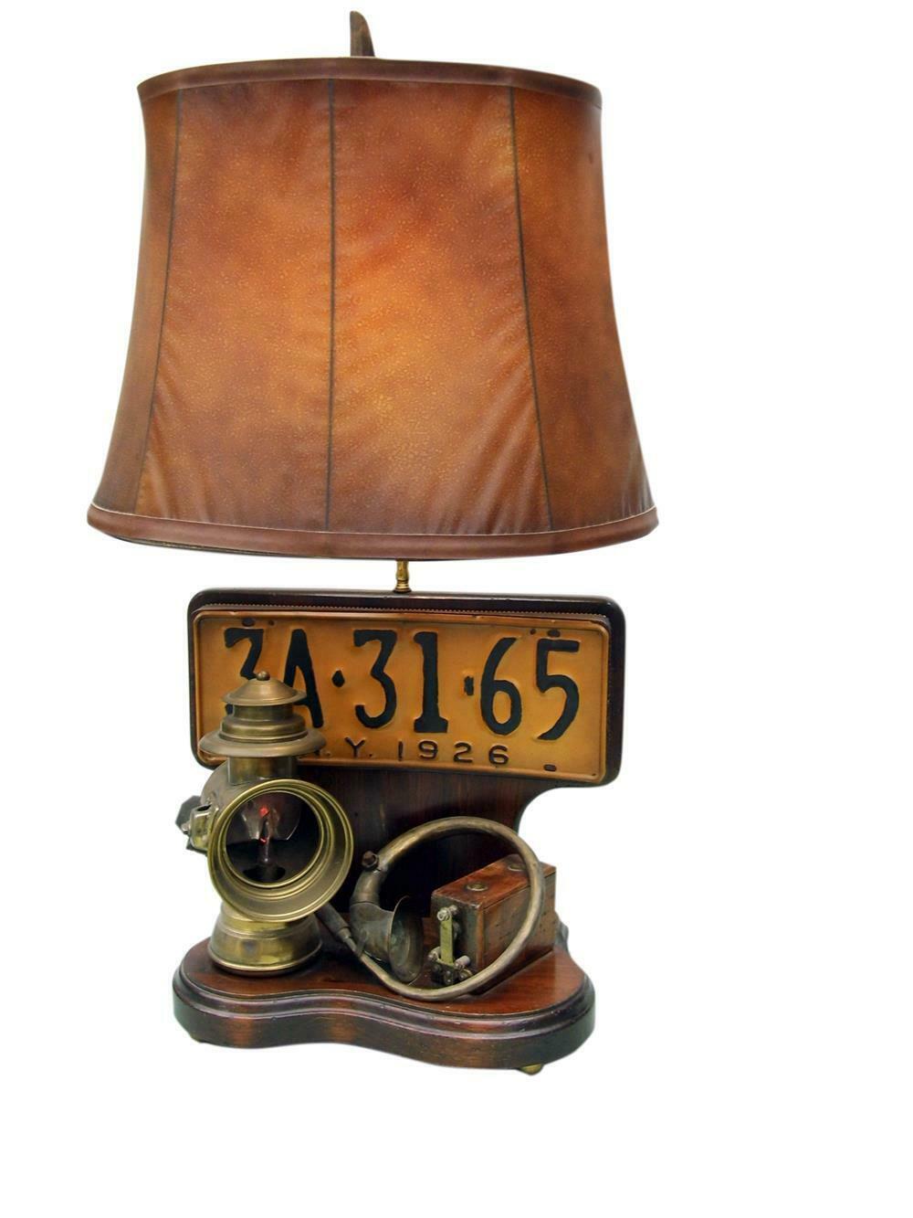 Custom made brass-era Model T tribute lamp featuring a 1926 N