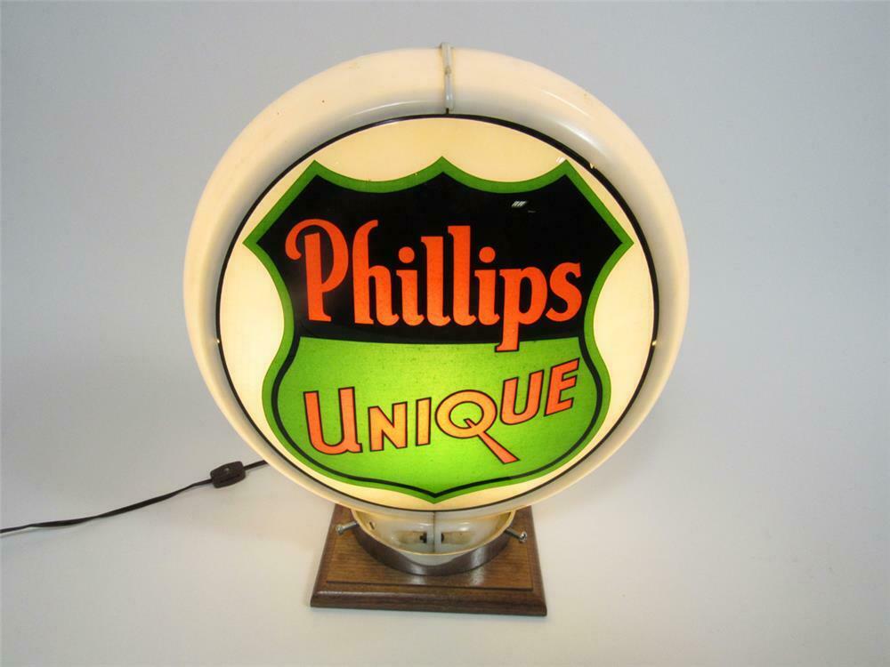 Very uncommon circa 1940s Phillips Unique Gasoline gas pump g