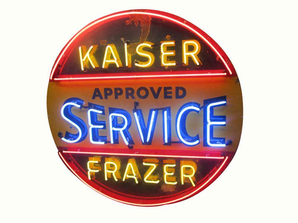 Circa 1940s-50s Kaiser-Fraser Automobiles single-sided porcel