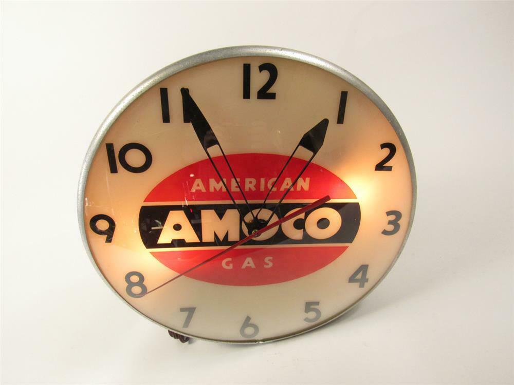Very clean 1950s American Oil Amoco Gas glass-faced light-up