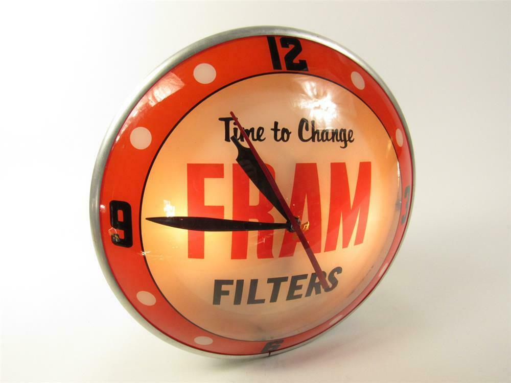 Choice late 1950s Fram Oil Filters glass-faced light-up doubl