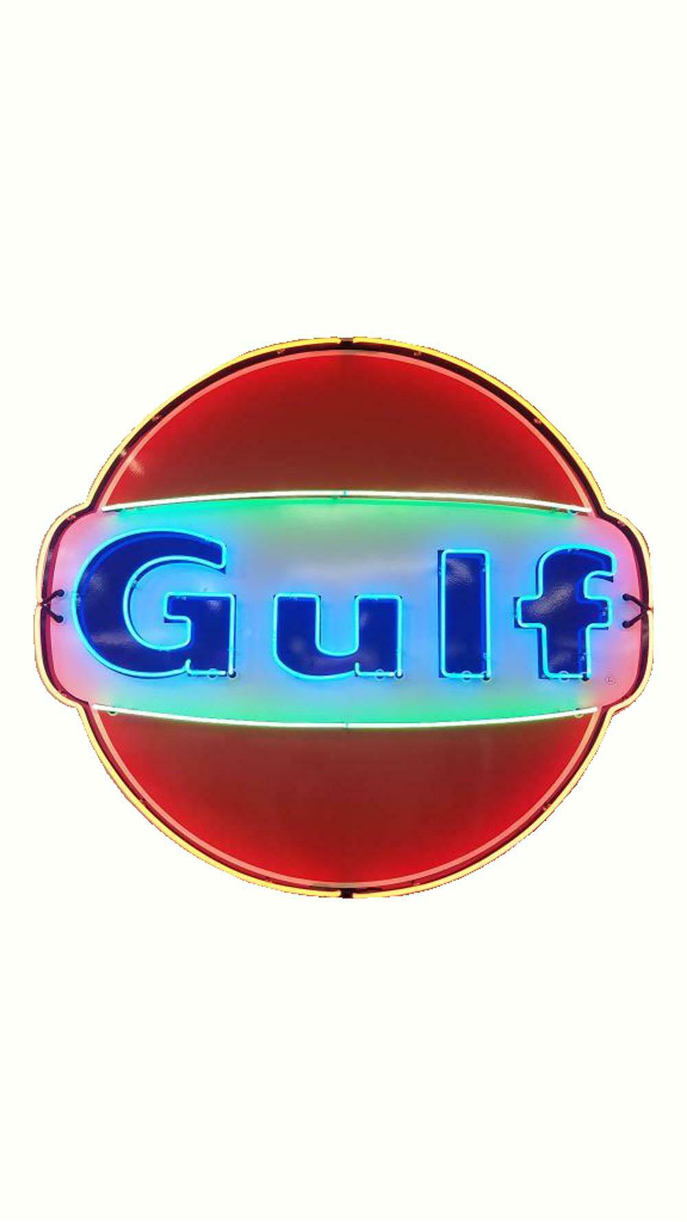 Large late 1950s-early '60s Gulf Oil single-sided porcelain w