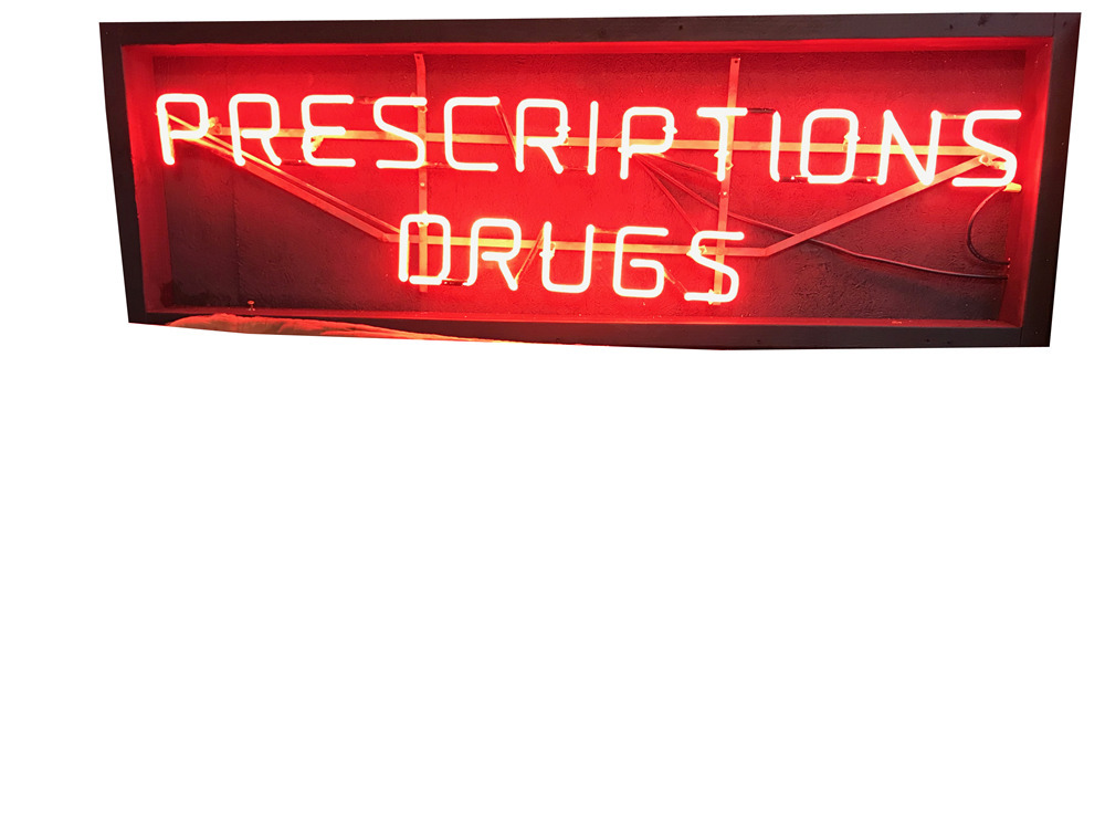 Vintage Prescription Drugs neon drug store window sign. Light