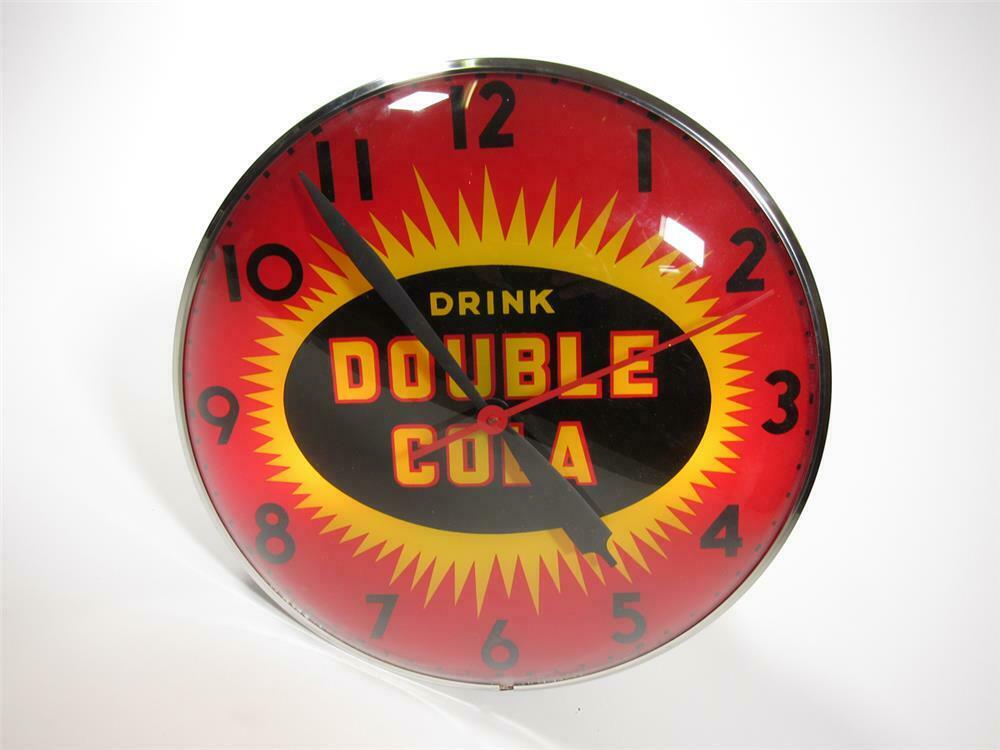 Rare late 1940s-early '50s Drink Double Cola glass-faced ligh