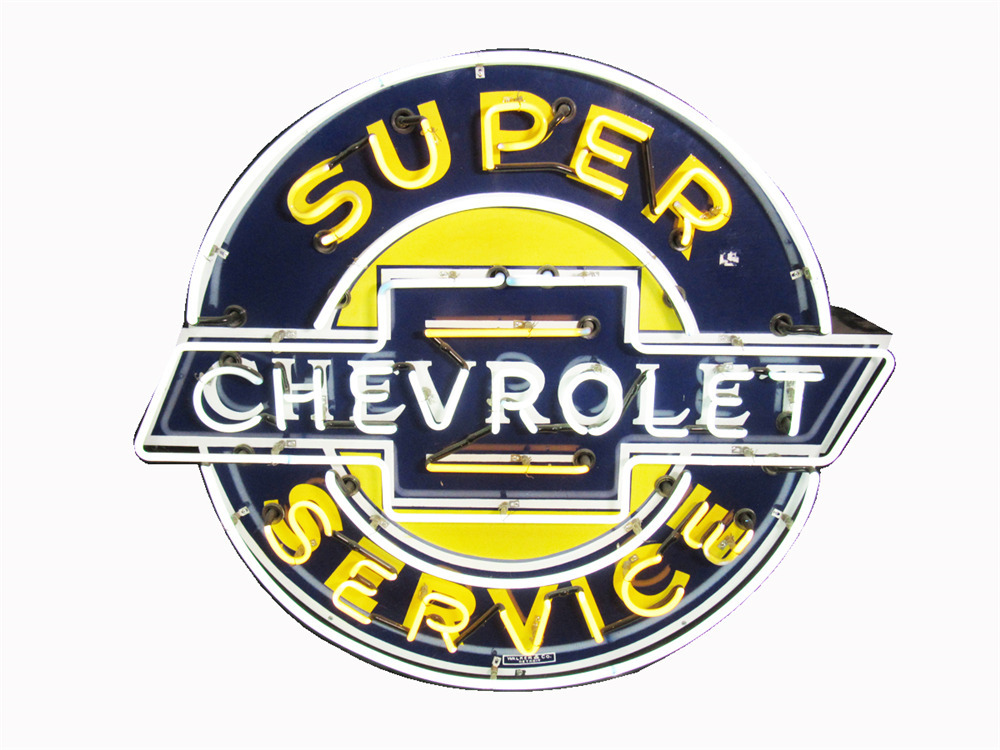 Stunning 1930s-40s Chevrolet Super Service single-sided neon