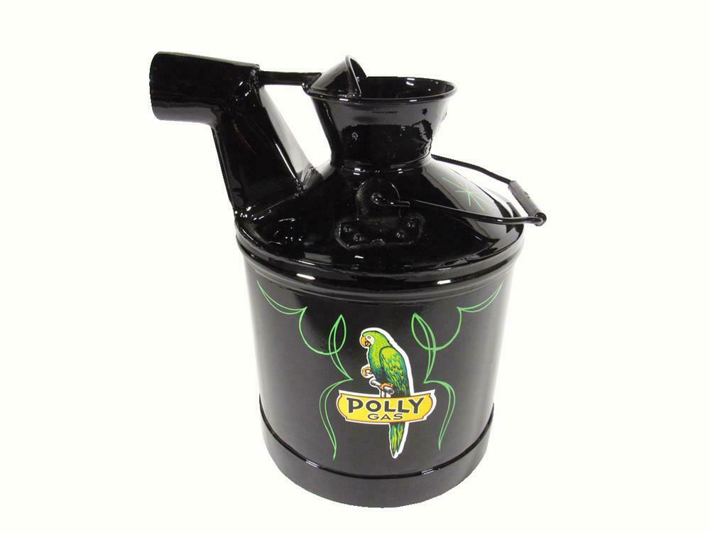 Wonderfully restored 1930s Polly Oil bulk gas/oil can with ha