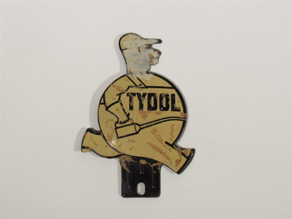 NOS 1930s Tydol Motor Oil license plate attachment sign.